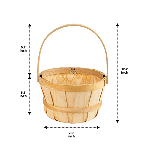 JOYIN 2 Pcs Easter Natural Woven Woodchip Basket with Lining, Easter Wicker Wooden Eggs Basket with Handle for Picnic, Gift Packing, Storage and Decor