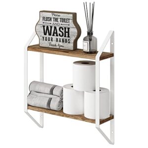 wallniture ponza 2-tier floating shelf wall storage shelves bathroom organizer, kitchen organization, kids room wall bookshelves, living room decor burnt finish