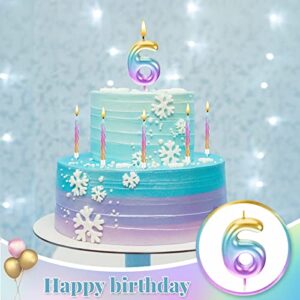 2.7 Inch Birthday Candles Rainbow Number Candle with 12 Pieces Numeral Rainbow Spiral Candle First One Year Candle for Baby Girl Boy Birthday Cake Topper Anniversary Wedding Party Decor (Number 6)