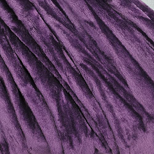 BYTIDE Pom Pom Throw Blankets Couch Cover Flannel Fleece Throw with Pompom Fringe Tassels, Plush Fluffy Cozy Warm Soft Lightweight Throw for Couch Sofa Bed Chair, 60" x 80", Dark Purple