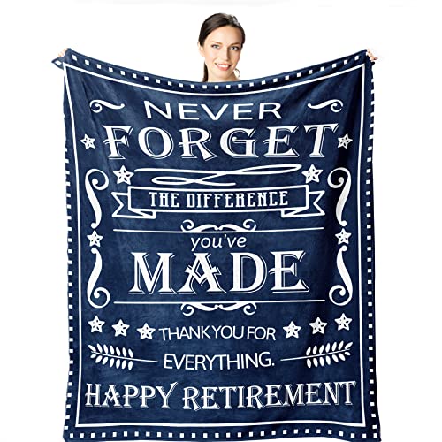 Wisegem Retirement Gifts for Men - Retirement Gifts for Women -Retirement Gift Blanket 60"x 50" - Farewell Gifts for Coworker Boss - Gifts for Coworkers Men - Happy Retirement Throw Blankets