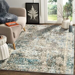 u’artlines madison collection far120a boho chic farshe trellis non-shedding living room entryway foyer hallway bedroom area rug, 4′ x 6′ , aqua gris non slip washable area rug