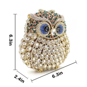 UMREN Cute Owl Clutch Women Crystal Evening Bags Luxury Handbag Rhinestone Wedding Party Purse Fuchsia