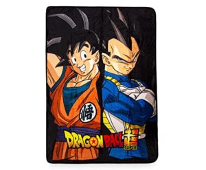 dragon ball super goku & vegeta fleece throw blanket | plush soft polyester cover for sofa and bed, cozy home decor, luxury room essential | anime manga gifts for adults, teens | 45 x 60 inches