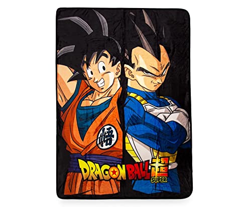 Dragon Ball Super Goku & Vegeta Fleece Throw Blanket | Plush Soft Polyester Cover For Sofa and Bed, Cozy Home Decor, Luxury Room Essential | Anime Manga Gifts For Adults, Teens | 45 x 60 Inches