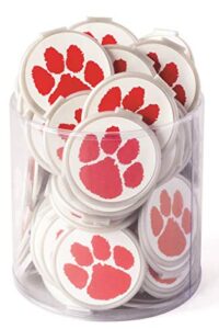 mascot paw print school spirit bulk bookmarks for kids – red clip over the page 75 pack – bulk bookmarks for girls boys. perfect student incentives prizes classroom rewards & reading awards!