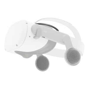 logitech chorus vr off-ear headset for meta quest 2, designed for gaming and vr fitness, lightweight, open air immersive audio, flip to mute, usb-c passthrough – white