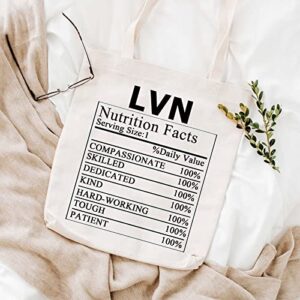 WCGXKO LVN Gift Licensed Vocational Nurse Gift LVN Nutrition Facts Nurse Tote Bag Medical School Graduation Gift (LVN tote)