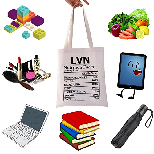 WCGXKO LVN Gift Licensed Vocational Nurse Gift LVN Nutrition Facts Nurse Tote Bag Medical School Graduation Gift (LVN tote)