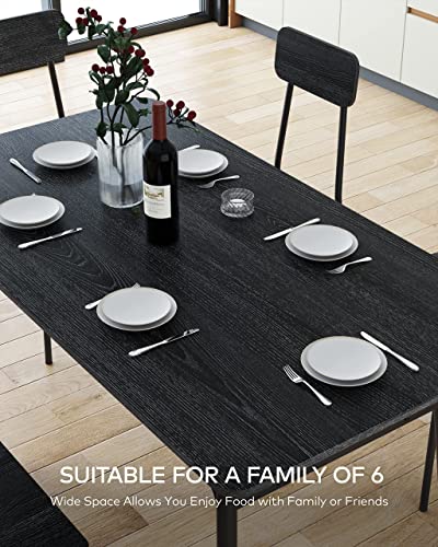 Bealife Dining Table Set for 6 with Bench, 6 Piece Dinette Set W/Chairs for Small Space, Kitchen Table and Chairs for 6 with Rectangular Table, Bench, 4 Chairs, Storage Rack, Steel Frame - Black