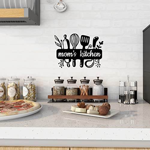 SwallowLiving Metal Black Mom Kitchen Sign Decor Mother Day Gift Hanging Word Art Decoration Kitchen Wall Decor 13”x9.1”