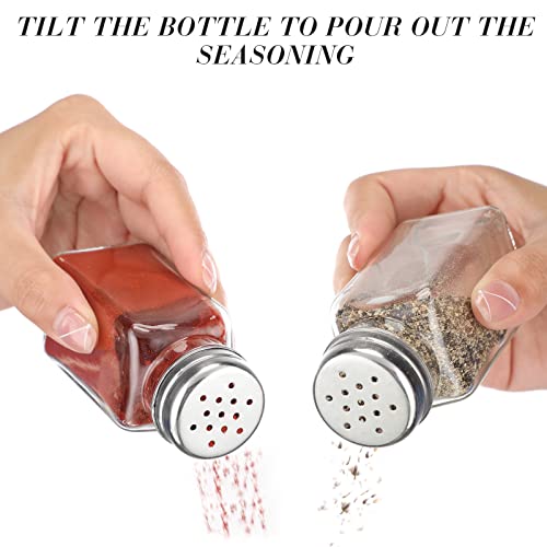 20 Pack Salt and Pepper Shakers Glass Set, 3.82 x 1.5 Inch Pepper Dispenser with Stainless Steel Lid for Salt, Pepper, Spices, Seasonings, Kitchen Restaurants and Catering Supplies