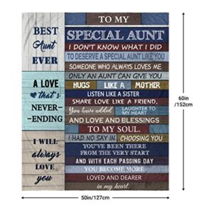 Mubpean Aunt Gifts Blanket 60"x50", Aunt Gifts from Niece, Gifts for Aunt, Best Aunt Ever Gifts, Gifts for Aunts from Niece, Aunt Gifts from Nephew, Aunt Birthday Gift, Auntie Gifts from Niece/Nephew