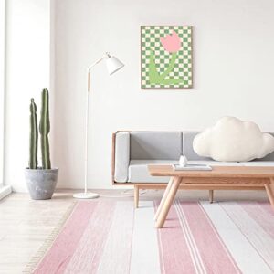 InSimSea Green and Pink Wall Art Set for Living Room, Danish Pastel Aesthetic Room Decor, Abstract Home Wall Art Decorations for Living Room, 8X10in,UNFRAMED