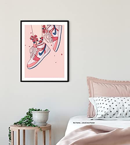 Hypebeast Girly Pink Sneaker Poster – (12x16 Inch) Unframed – AJ Wall art, Hypebeast Room Decor, Indie Wall Art Poster, Pink Room Decor, Sneaker Air Gym Shoes Shoebox Collection Aesthetic Cool Posters for Teen Girls Bedroom Room Dorm Wall Decor by LIYA De