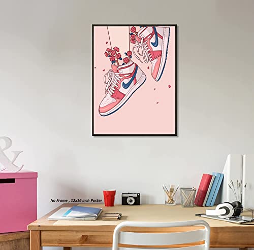 Hypebeast Girly Pink Sneaker Poster – (12x16 Inch) Unframed – AJ Wall art, Hypebeast Room Decor, Indie Wall Art Poster, Pink Room Decor, Sneaker Air Gym Shoes Shoebox Collection Aesthetic Cool Posters for Teen Girls Bedroom Room Dorm Wall Decor by LIYA De