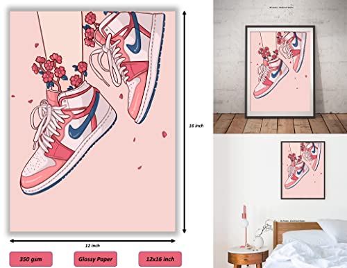 Hypebeast Girly Pink Sneaker Poster – (12x16 Inch) Unframed – AJ Wall art, Hypebeast Room Decor, Indie Wall Art Poster, Pink Room Decor, Sneaker Air Gym Shoes Shoebox Collection Aesthetic Cool Posters for Teen Girls Bedroom Room Dorm Wall Decor by LIYA De