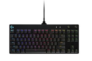 logitech g pro tkl mechanical wired gaming keyboard gx blue clicky switch and lightsync rgb backlit keys, 12 programmable f-key macros, black – 920-009388 (renewed)