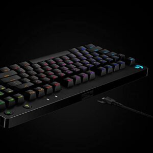 Logitech G Pro TKL Mechanical Wired Gaming Keyboard GX Blue Clicky Switch and LIGHTSYNC RGB Backlit Keys, 12 programmable F-key macros, Black - 920-009388 (Renewed)