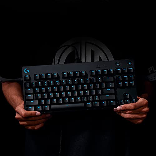 Logitech G Pro TKL Mechanical Wired Gaming Keyboard GX Blue Clicky Switch and LIGHTSYNC RGB Backlit Keys, 12 programmable F-key macros, Black - 920-009388 (Renewed)