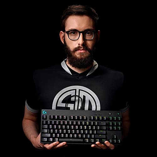 Logitech G Pro TKL Mechanical Wired Gaming Keyboard GX Blue Clicky Switch and LIGHTSYNC RGB Backlit Keys, 12 programmable F-key macros, Black - 920-009388 (Renewed)