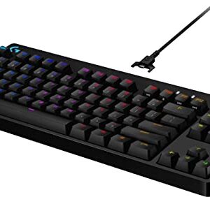 Logitech G Pro TKL Mechanical Wired Gaming Keyboard GX Blue Clicky Switch and LIGHTSYNC RGB Backlit Keys, 12 programmable F-key macros, Black - 920-009388 (Renewed)