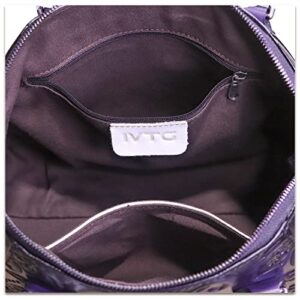 Genuine Leather Satchel for Women Top Handle Bags Handmade Purse Vintage Embossed Leather Crossbody Handbags Hobo Bag (Purple)