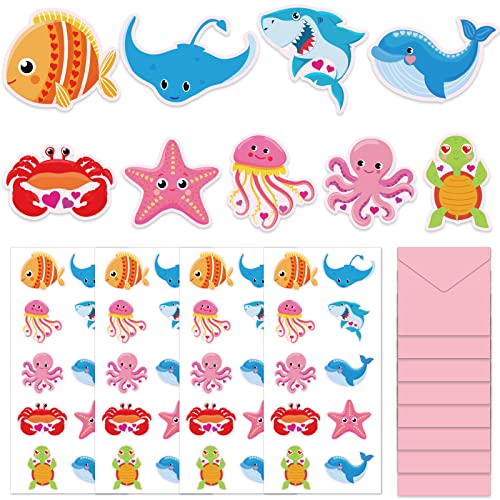 Tevxj 36 Sets Valentine's Day Gift Cards with Cute Animal Bookmarks for Kids Valentine’s Party Favor Stickers School Classroom Exchange Supplies