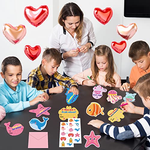 Tevxj 36 Sets Valentine's Day Gift Cards with Cute Animal Bookmarks for Kids Valentine’s Party Favor Stickers School Classroom Exchange Supplies