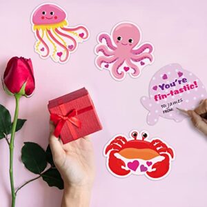 Tevxj 36 Sets Valentine's Day Gift Cards with Cute Animal Bookmarks for Kids Valentine’s Party Favor Stickers School Classroom Exchange Supplies