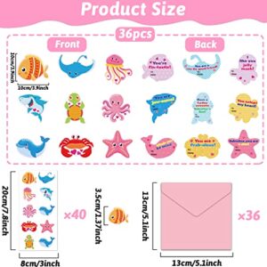 Tevxj 36 Sets Valentine's Day Gift Cards with Cute Animal Bookmarks for Kids Valentine’s Party Favor Stickers School Classroom Exchange Supplies