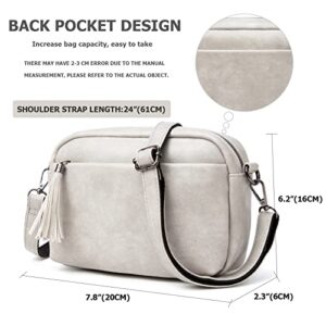 myfriday Lightweight Medium Crossbody Bag for Women, Camera Shoulder Purses Pocketbooks with Tassel and Triple Zipper Pocket Grey