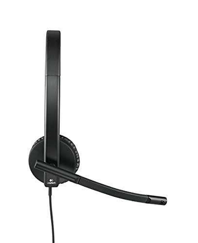 Logitech H570e Wired Headset, Stereo Headphones with Noise-Cancelling Microphone, USB, in-Line Controls with Mute Button, Indicator LED, PC/Mac/Laptop - Black