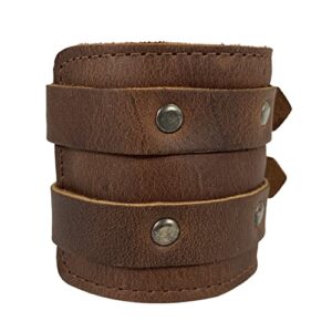 Hide & Play, Stylish Wrist Wallet Cuff Handmade from Full Grain Leather - Hidden Pocket for Cash, Safe Wallet for Travelers & Bikers - Wristband with Secret Pouch - Bourbon Brown