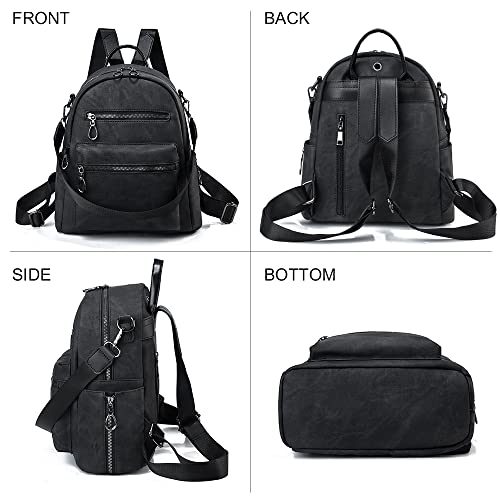 Women's Fashion Backpack Purse(2022 new) Day Packs Anti-theft Satchel Handbags and Shoulder Bag PU Leather Travel bag (black)