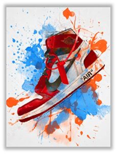 hypebeast red sneaker poster – (12×16 inch) unframed – aj wall art, hypebeast room decor, michael jordan poster, sneaker air gym shoes shoebox collection aesthetic cool poster for teen boys guys men room dorm bedroom wall decor by liya design prints