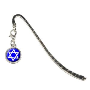 star of david – shield jewish metal bookmark page marker with charm