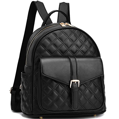 I IHAYNER Mini Backpack for Women Leather Backpack Purse Small Backpack for Teen Girls Lightweight Travel Satchel Bag Black