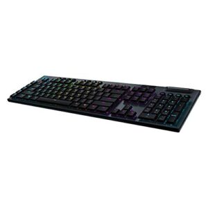 logitech g915 lightspeed wireless rgb mechanical gaming keyboard clicky, pro-grade wireless, low profile mechanical switches, 22mm ultra-thin design, black (renewed)