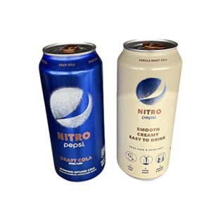 Pepsi Nitro, Draft Cola & Vanilla Draft Cola Variety Pack, 13.65oz Cans (4 Pack) with Munchie Box Coaster