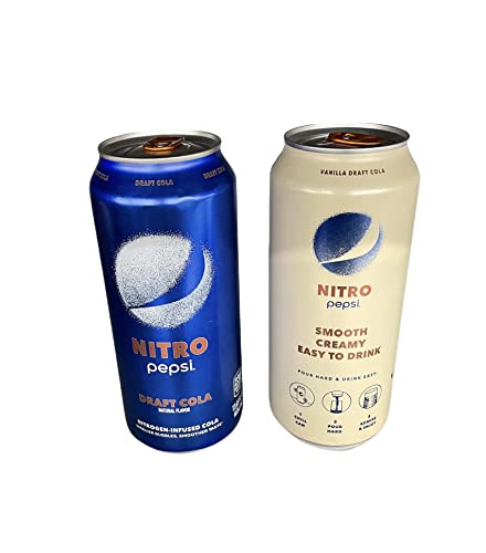 Pepsi Nitro, Draft Cola & Vanilla Draft Cola Variety Pack, 13.65oz Cans (4 Pack) with Munchie Box Coaster