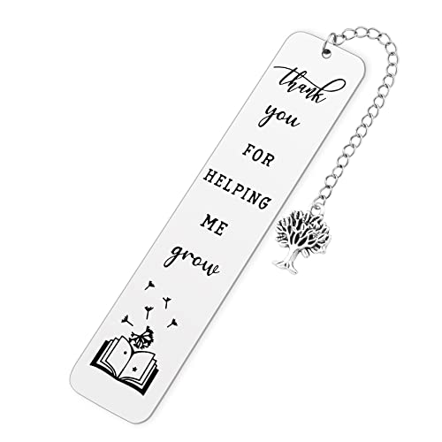 Teacher Gifts for Women Men, Teacher Graduation Gifts - Thank You for Helping Me Grow Appreciation Metal Bookmark Birthday Christmas Retirement Teacher Gifts from Students