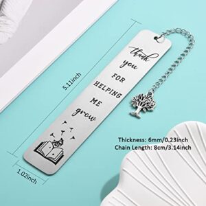 Teacher Gifts for Women Men, Teacher Graduation Gifts - Thank You for Helping Me Grow Appreciation Metal Bookmark Birthday Christmas Retirement Teacher Gifts from Students