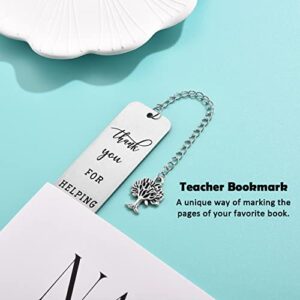 Teacher Gifts for Women Men, Teacher Graduation Gifts - Thank You for Helping Me Grow Appreciation Metal Bookmark Birthday Christmas Retirement Teacher Gifts from Students