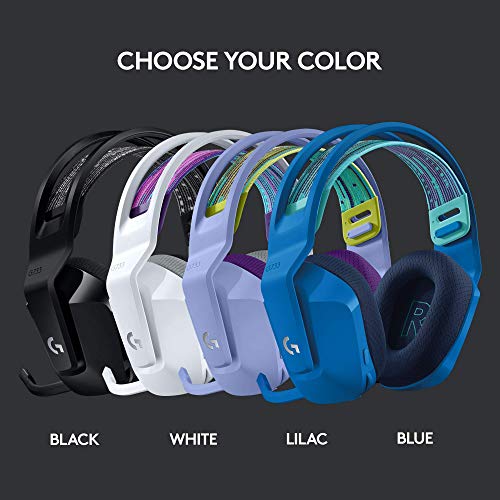 Logitech G733 Lightspeed Wireless Gaming Headset with Suspension Headband, LIGHTSYNC RGB, Blue VO!CE mic Technology and PRO-G Audio Drivers - White (Renewed)