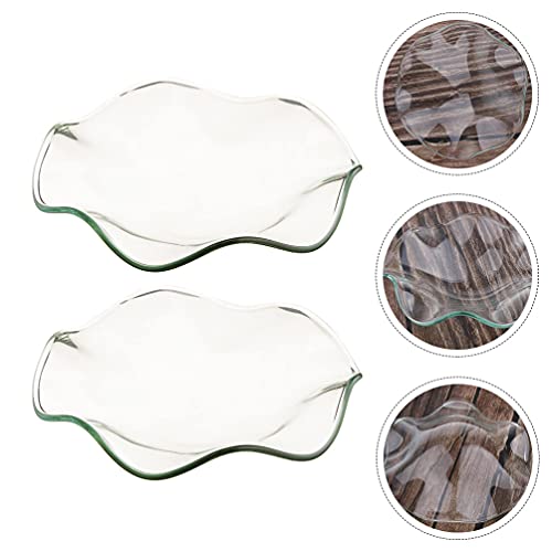 Cabilock 2pcs Wax Warmer Replacement Dish Oil Warmer Dish Flower Shaped Wax Melt Warmer Liners Glass Dish Candle Bowl Plate Oil Tray for Scented Wax Aroma Lamp Electric Lamps