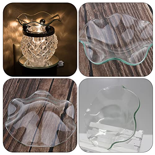 Cabilock 2pcs Wax Warmer Replacement Dish Oil Warmer Dish Flower Shaped Wax Melt Warmer Liners Glass Dish Candle Bowl Plate Oil Tray for Scented Wax Aroma Lamp Electric Lamps