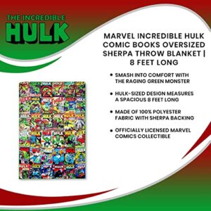 Marvel Incredible Hulk Comic Books Oversized Sherpa Throw Blanket | 8 Feet Long