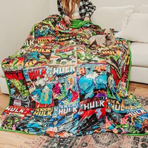 Marvel Incredible Hulk Comic Books Oversized Sherpa Throw Blanket | 8 Feet Long