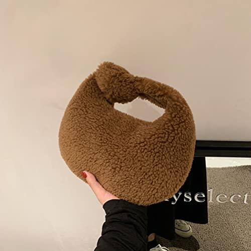 VALICLUD Winter Plush Dumpling Bag Fashionable Handbag Portable Storage Pouch